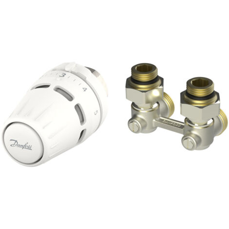 Ensemble thermostatique Danfoss avec tête Regus M30x1,5 + RLV-KB angle 1/2 pouce