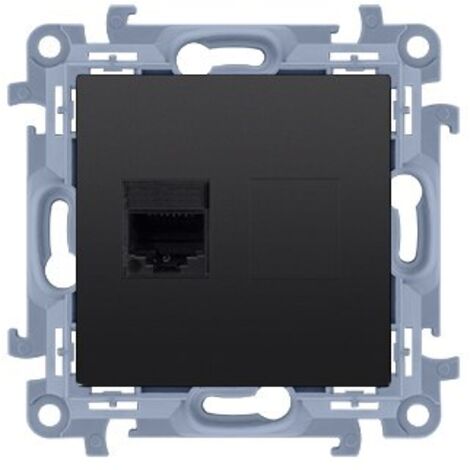 Prise informatique simple RJ45 catégorie 6 (module), noir mat, SIMON10