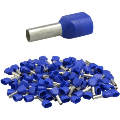 Cosse à double manchon isolée 2X2,5/10 bleue (100 pièces)