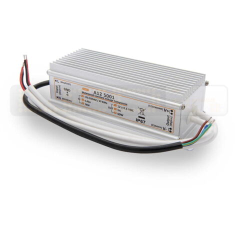 Alimentation LED 60W, transformateur LED 12V 5A IP67 pour bandes LED