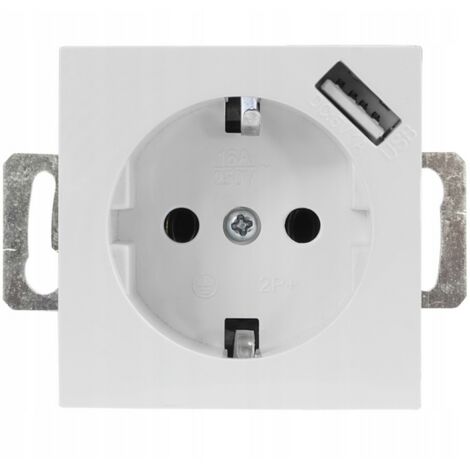 Prise Schuko encastrée QUADRA avec USB.
