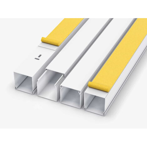 Goulotte de câbles autocollante blanche 10 m, 4,0 x 4,0 x 100 cm / 10 x 1 m