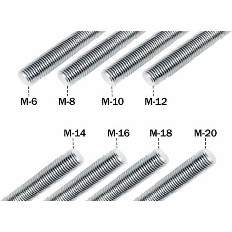Tige filetée M20 x 1000 mm, classe de résistance 10.9 en acier, 1 pièce