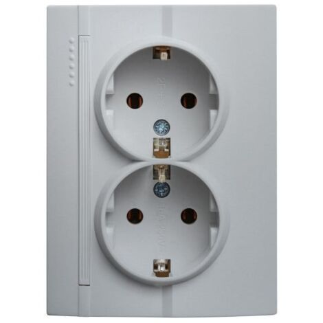 Prise double Schuko avec contact de protection, blanche, 220-250 V, 2 ...