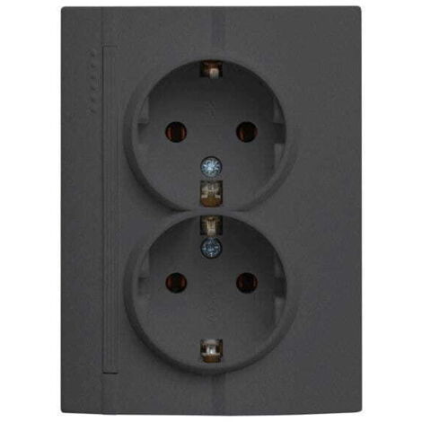 Prise double Schuko avec contact de protection, blanche, 220-250 V, 2 ...