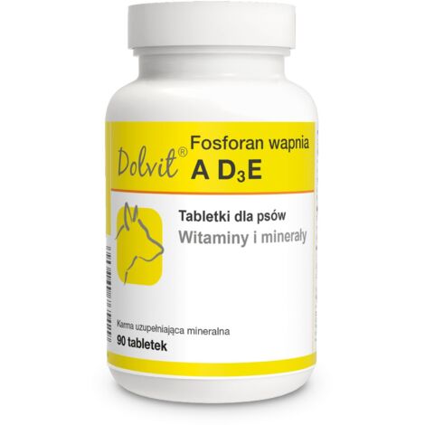 Dolvit Comprimés de phosphate de calcium + vitamines minéraux A D3 E pour chiens 90 comprimés.