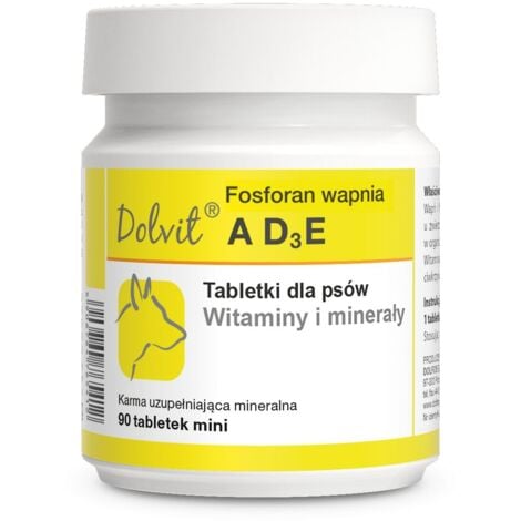 Dolvit Phosphate de calcium + vitamines A, D3, E, VITAMINES ET MINÉRAUX POUR CHIENS 90 comprimés