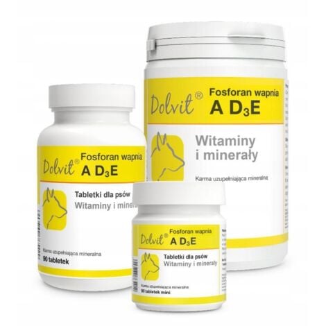 Dolvit Phosphate de calcium + vitamines A, D3, E, VITAMINES ET MINÉRAUX POUR CHIENS 90 comprimés