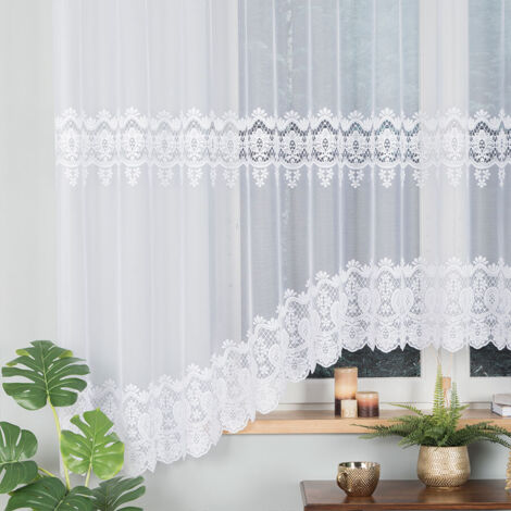 DARIA - Rideau jacquard prêt-à-poser avec découpe en bas - 450x175 cm ...