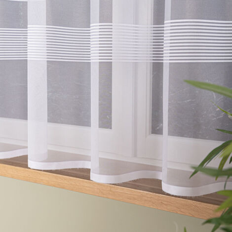 AMELIA - Rideau jacquard prêt-à-poser à bas droit - 400x160 cm - blanc