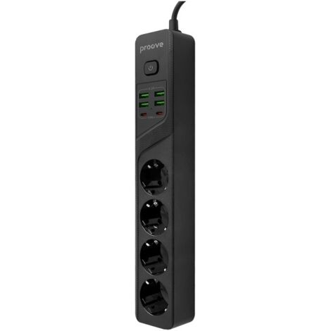 Multiprise 3000 W Proove 4 ports USB/2 ports Type-C Noir