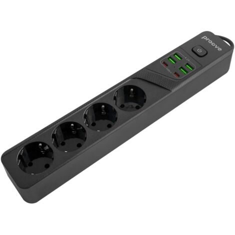 Multiprise 3000 W Proove 4 ports USB/2 ports Type-C Noir