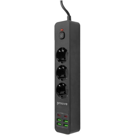 Multiprise 2 m 3000 W Proove 3 x AC 4 x USB 2 x USB-C Noir