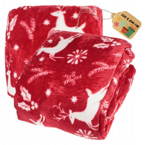 COUVERTURE de Noël 220 cm x 200 cm chaude et douce pour Noël COUVRE-LIT XL