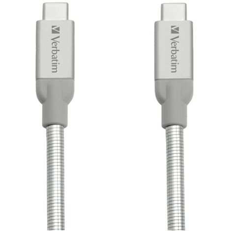 Câble en acier Verbatim USB-C/USB-C 3A 30 cm Argent/Argent 48867
