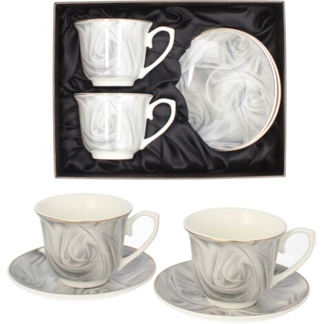 Service à café Livello en porcelaine, 2 tasses et soucoupes 250 ml