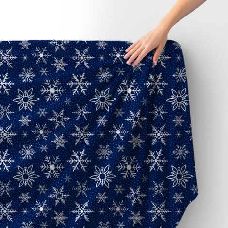 Tissu velours royal polyester à coudre - Motif flocons de neige et pois