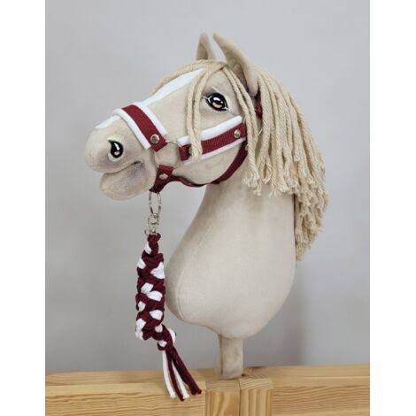Ensemble Hobby Horse : Licol A3 avec fourrure blanche + longe en corde ...