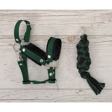 Ensemble Hobby Horse : Licol A3 avec fourrure noire + longe en corde ...