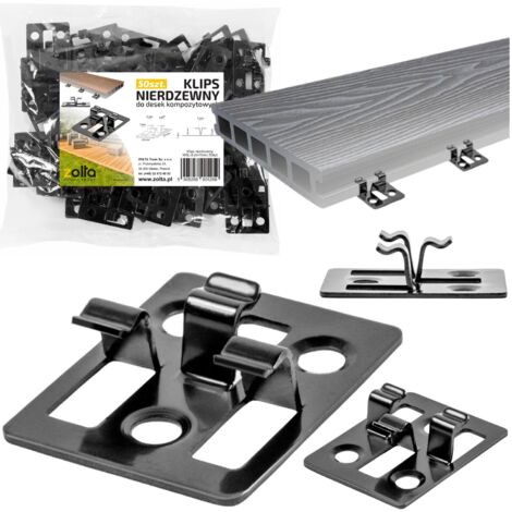 Clips de fixation métalliques pour lames de terrasse composites, 50 pièces