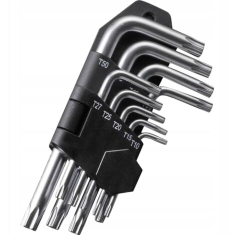 TORX HEX KEYS Jeu de 9 clés Allen T10-T50 avec trou