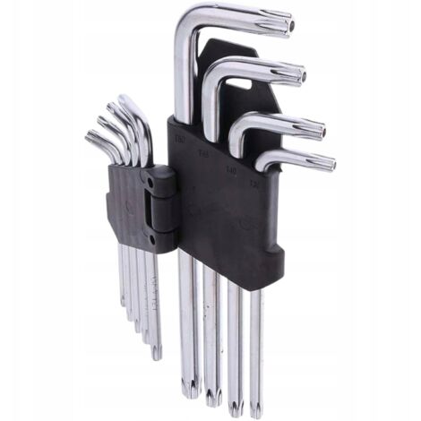 TORX HEX KEYS Jeu de 9 clés Allen T10-T50 avec trou