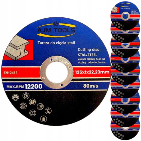 Disque à tronçonner en acier et métal 125 x 1,0 x 22,23 mm, lot de 10 ...