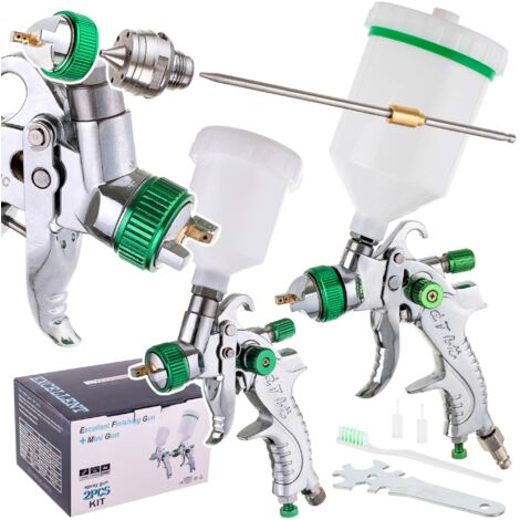LOT DE 2 PISTOLETS À PEINTURE HVLP 3 BUSES 0,8 1,4 1,7 MM
