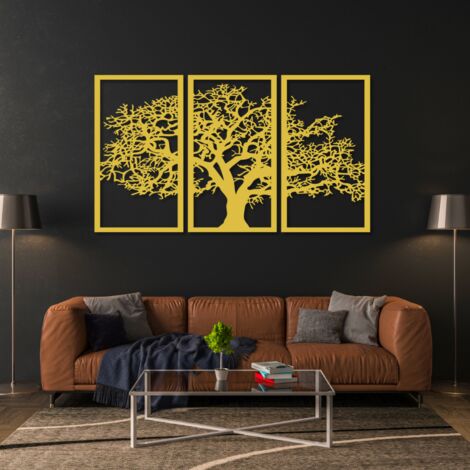 Triptyque, Peinture ajourée, Décoration murale 3D, Peinture 3D "Arbre ...