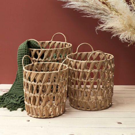 Lot de 3 paniers ajourés NATURELS
