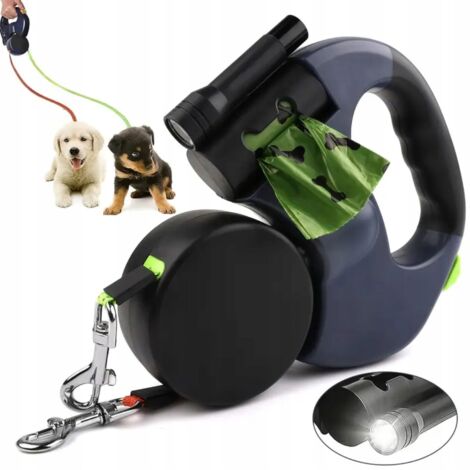 Cordon pivotant rétractable double avec cadenas, porte-sac et lampe de ...
