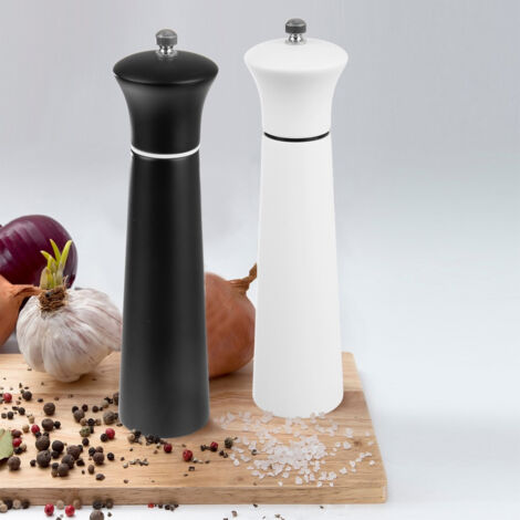 Moulin à épices en bois pour moudre le poivre et le sel, blanc, 21,5 cm