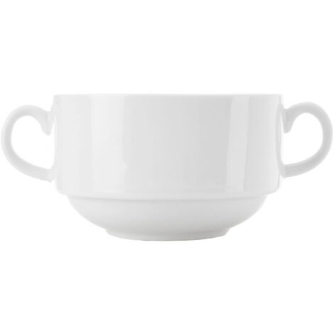 Bol à bouillon Bol blanc pour soupe ou goulasch avec anses 290 ml