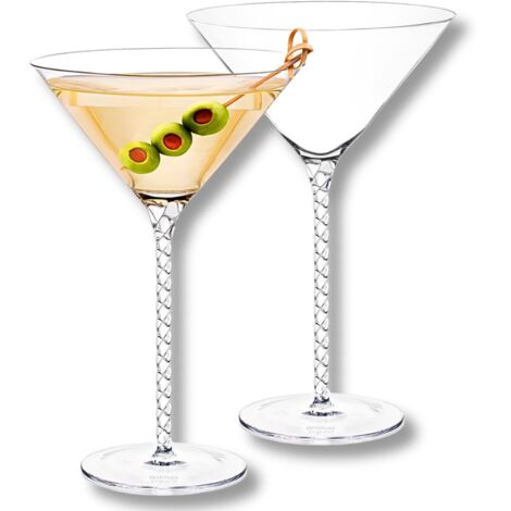 Wilmax ensemble de 2 verres à martini artisanaux 200 ml verres Julia ...