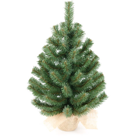 Sapin de Noël artificiel petit format pour vitrine, épicéa épais, jute ...