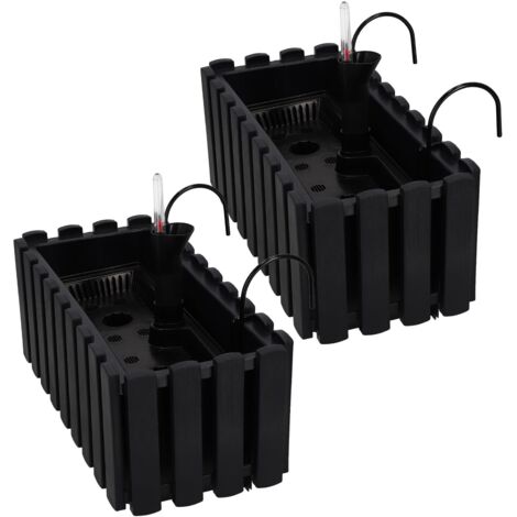 Pot de fleurs pour balcon anthracite 40 cm lot de 2 pour balustrade ...