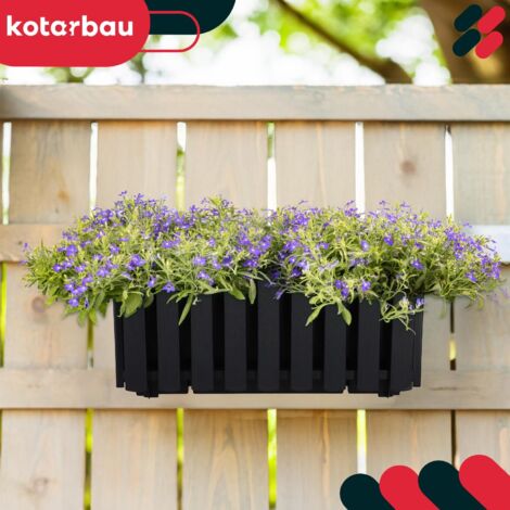 Pot de fleurs pour balcon anthracite 40 cm lot de 2 pour balustrade ...