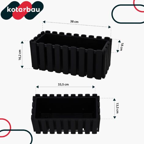 Pot de fleurs pour balcon anthracite 40 cm lot de 2 pour balustrade ...