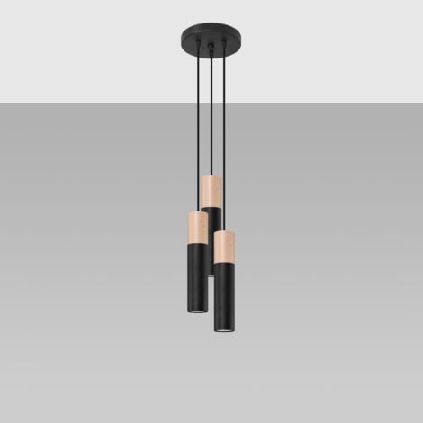 LAMPE SUSPENDUE BLOKO 3 GU10 BOIS BLANC LUMILO 10.119.14