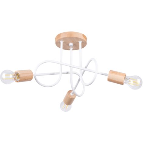 Plafonnier Radiant 3, douille E27, bois blanc, Lumilo 14.499.74