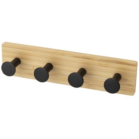 Porte-serviettes mural FARO WOOD en acier, 4 crochets, noir, acier ...