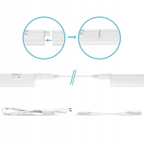 Bandeau LED 60 cm LEDI 8 W pour éclairage sous meuble, 4000 K + câble