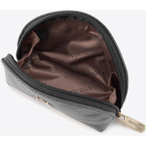 Porte-monnaie en cuir pour femme Wittchen, semi-circulaire, noir, cuir ...