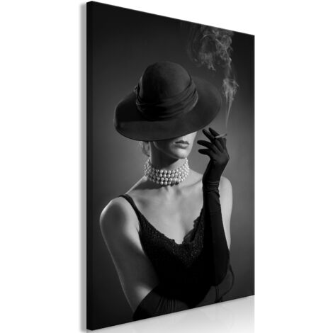 Tableau moderne vertical design chic noir pour habiller un grand mur ...