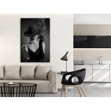 Tableau moderne vertical design chic noir pour habiller un grand mur ...