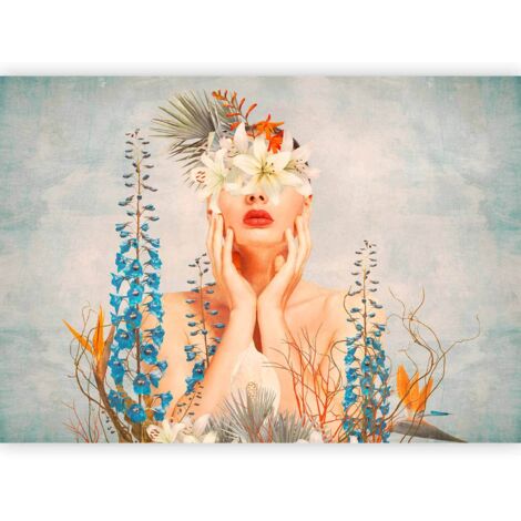 Papier peint intissé pour masquer imperfections mur salon motif nature ...