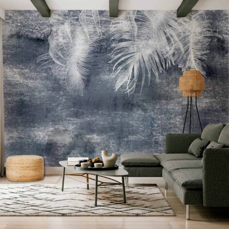 Papier peint panoramique intissé jungle bleue salon chambre motif XXL ...