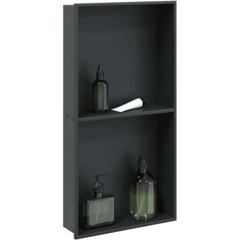 vidaXL Nicchia per Doccia Nero Opaco 32x62x9cm in Acciaio Inox