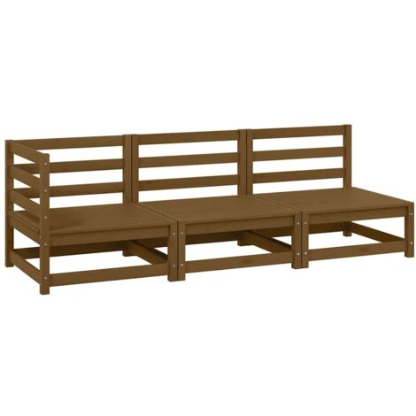 vidaXL Set Salotto da Giardino 3 pz Ambrato in Legno Massello di Pino