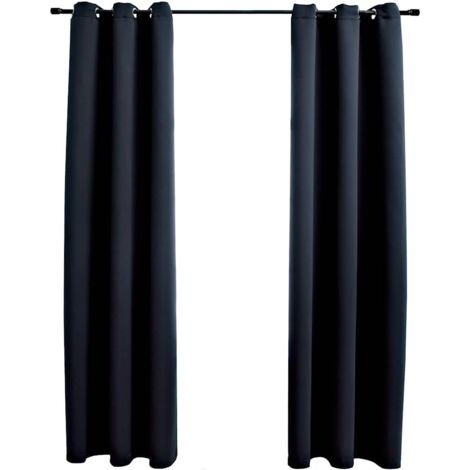 vidaXL Tende oscuranti con anelli 2 pz Nero 97x213 cm Tessuto